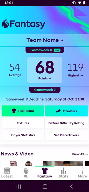 Fantasy Premier League App An English Football Fan App
